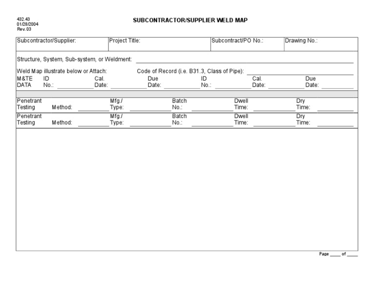 Subcontractor Weld Map Template | PDF
