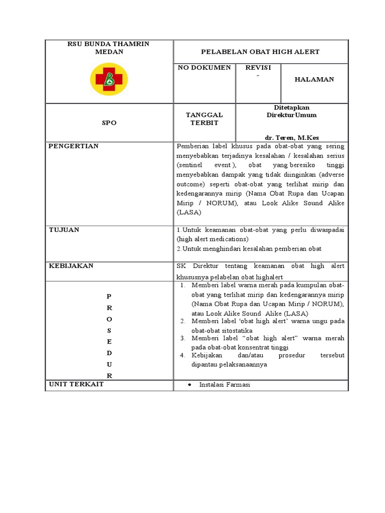 Pelabelan Obat High Alert | PDF