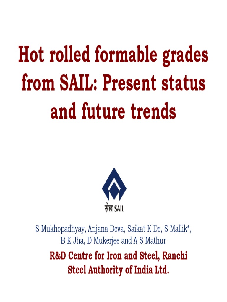 05HotRolledFormableGrades SAIL RDCIS | PDF | Rolling (Metalworking) | Steel