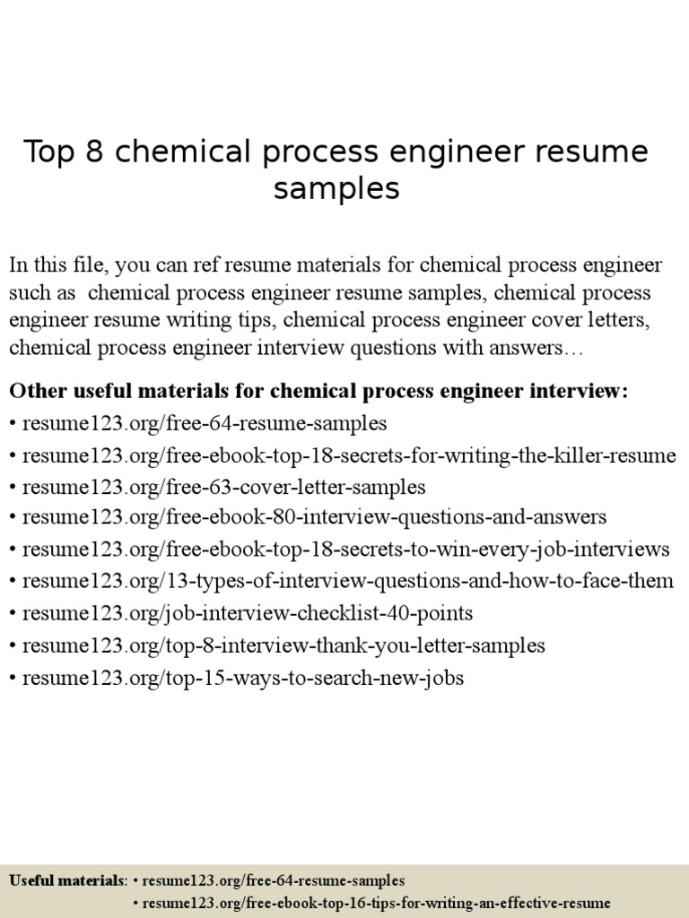 Chemical Process Engineer Resume Samples | PDF | Résumé | Engineer