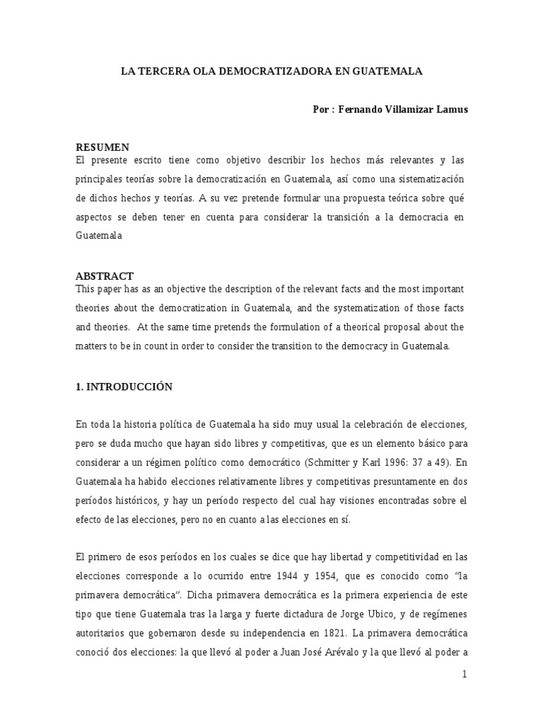 Tercera Ola Democratizadora Guatemala | PDF