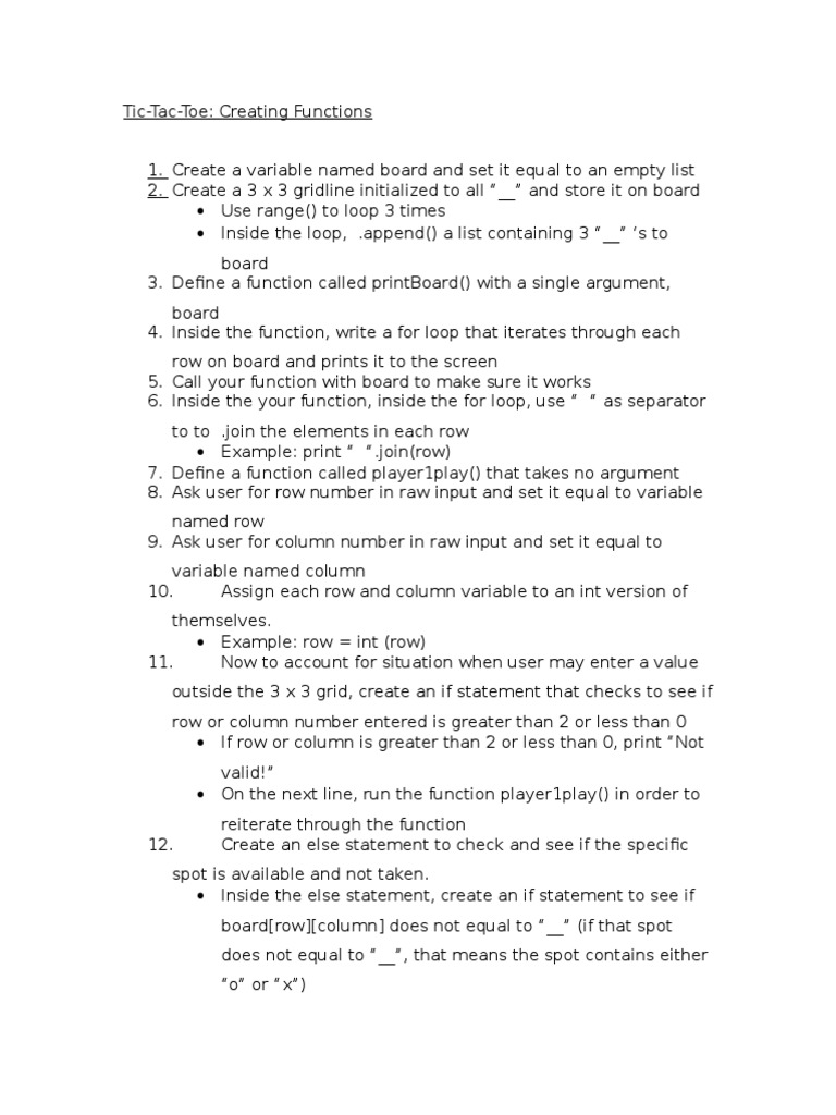 Tic-Tac-Toe How To | PDF | Function (Mathematics) | Control Flow