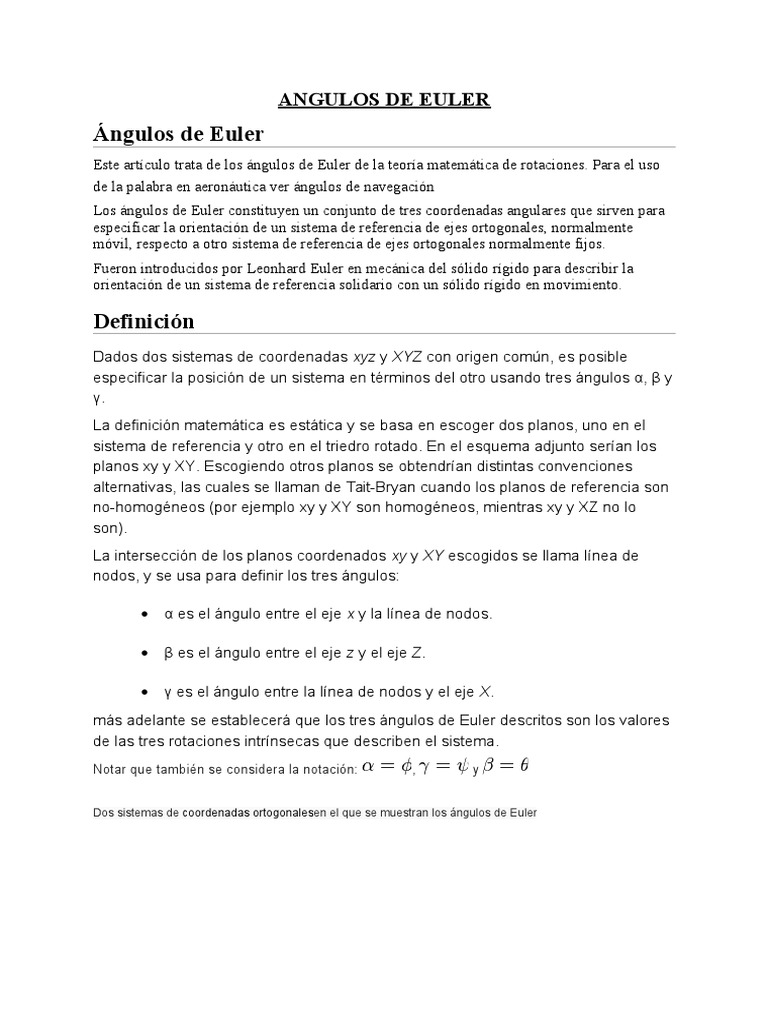 Angulos de Euler en Rotaciones | PDF | Espacio | Mecánica