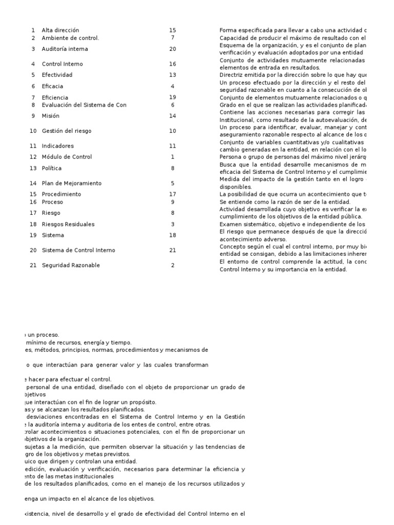 Matriz de Conceptos MECI | PDF | Sistema de control | Medición
