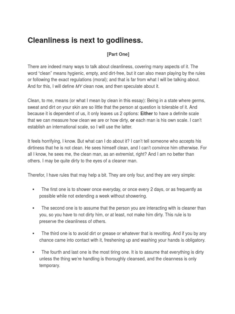 Cleanliness is Next to Godliness. | Grace In Christianity | Divinity