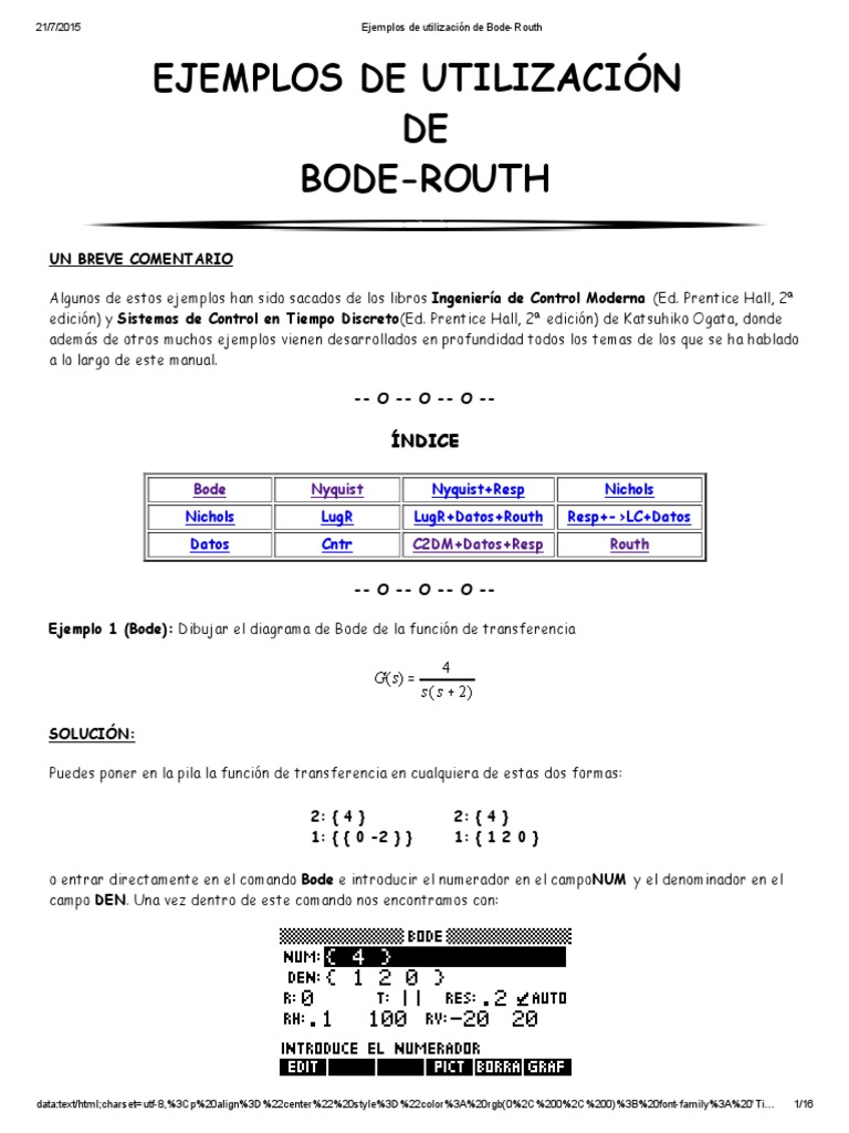 Ejemplos de Utilización de Bode-Routh | PDF | Geometria plana) | HTML