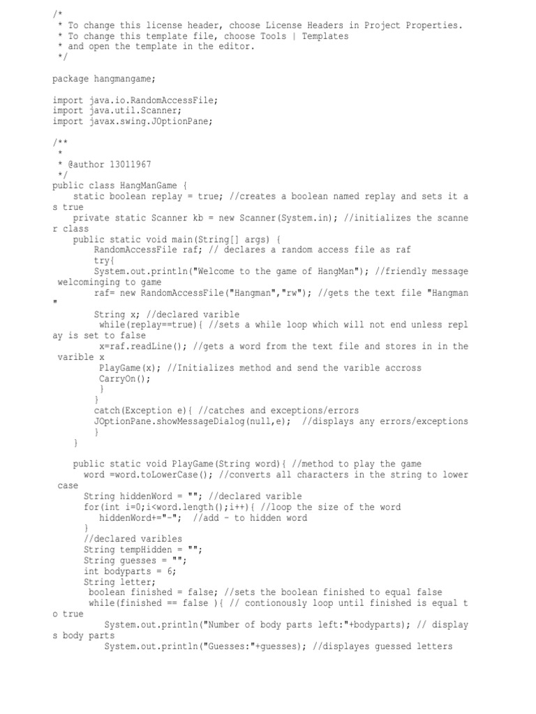 Hangman Game | PDF | Boolean Data Type | Software Development