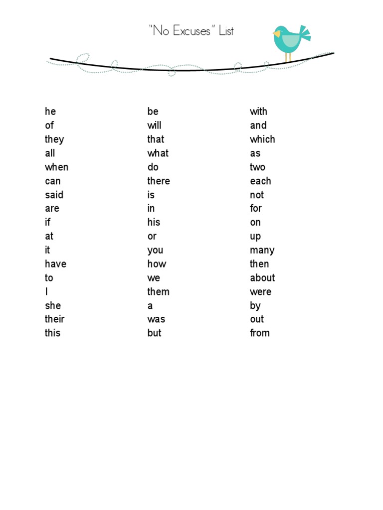 No Excuses Words | PDF