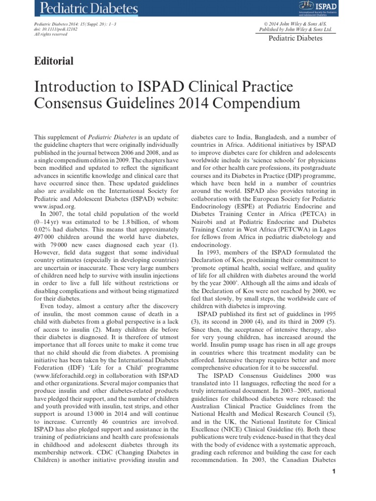Ispad 2014 | PDF | Diabetes Mellitus Type 1 | Glycated Hemoglobin