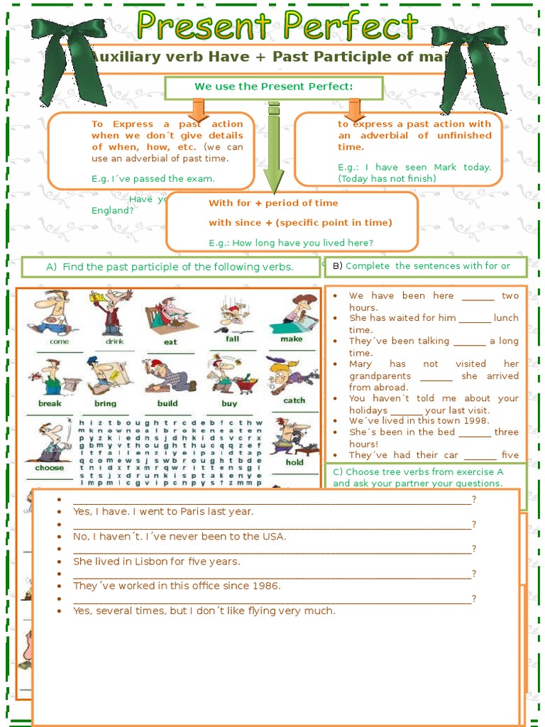 Present Perfect Tense Exercises | PDF | Language Arts & Discipline