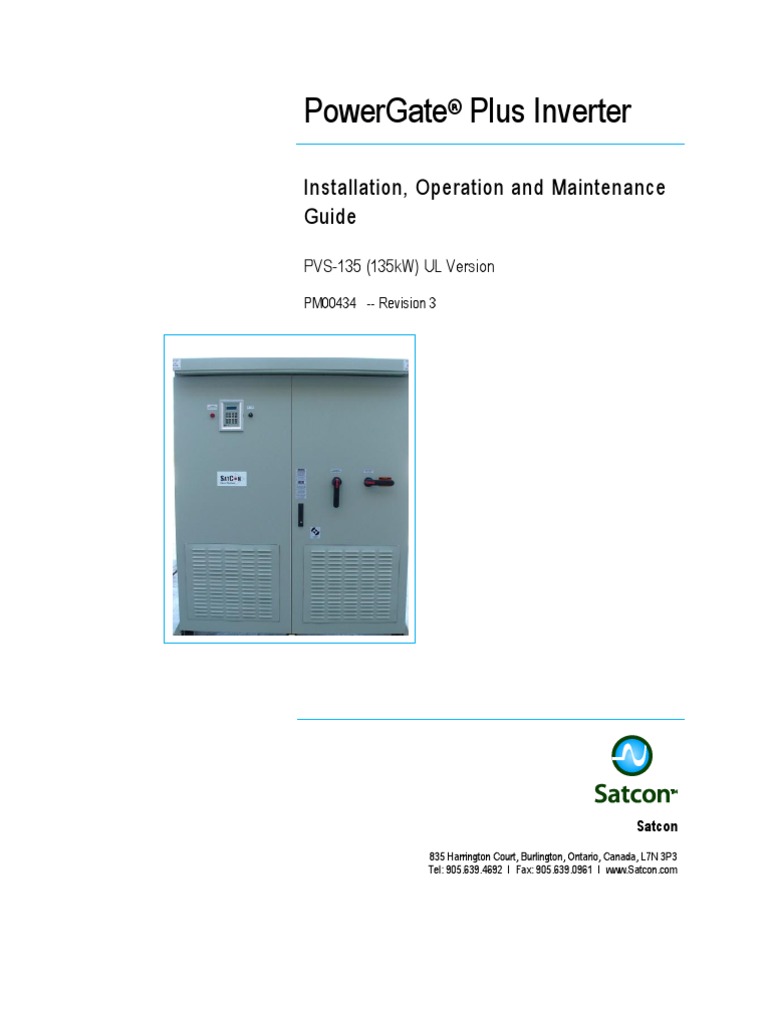 Satcon Oand M 135kw | PDF | Power Inverter | Electrical Wiring