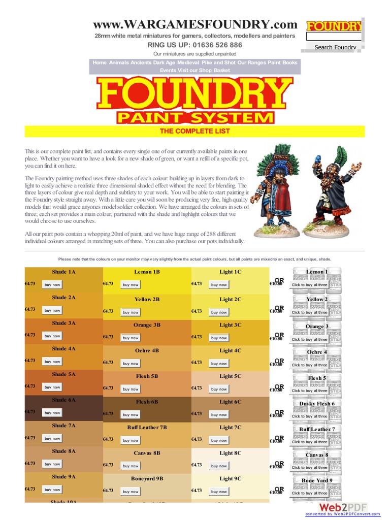 Wargames Foundry Complete Paint Range | PDF | Paint | Color