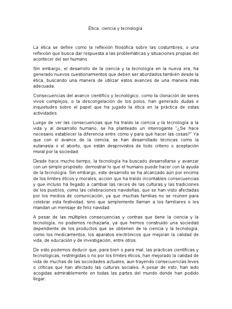 Ética, Ciencia y Tecnología | PDF