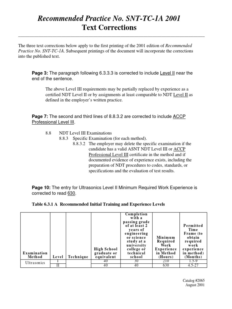 Asnt Snt-Tc-1a | PDF