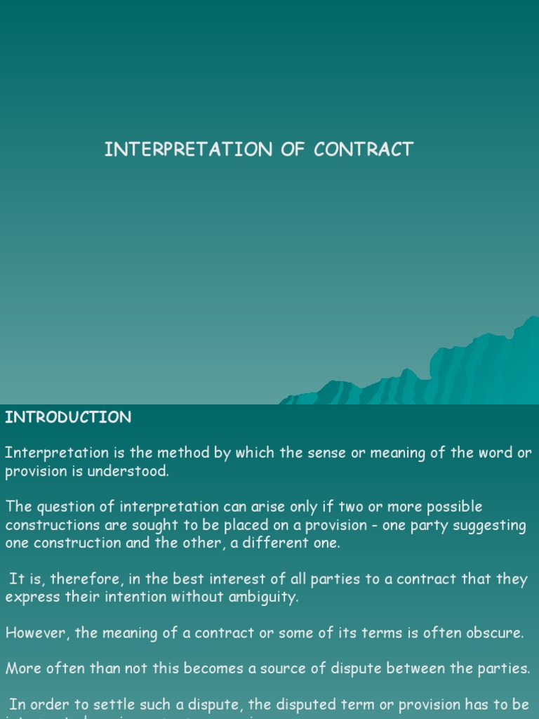 Contract Interpretation Essentials | PDF | Plain Meaning Rule ...