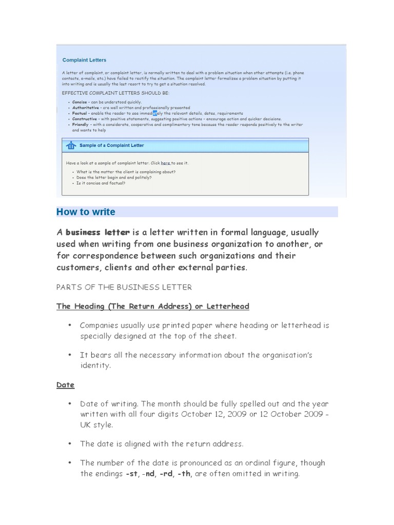 How To Write: The Heading (The Return Address) or Letterhead | PDF ...