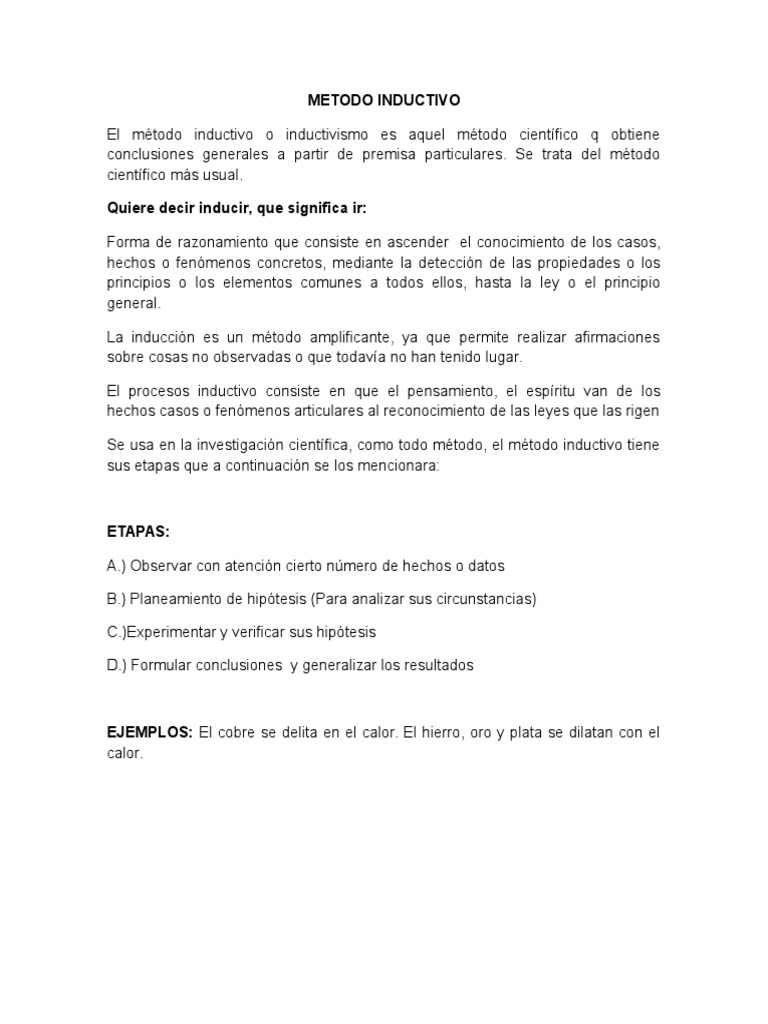 Metodo Inductivo | PDF | Razonamiento inductivo | Interacciones de disciplina académica