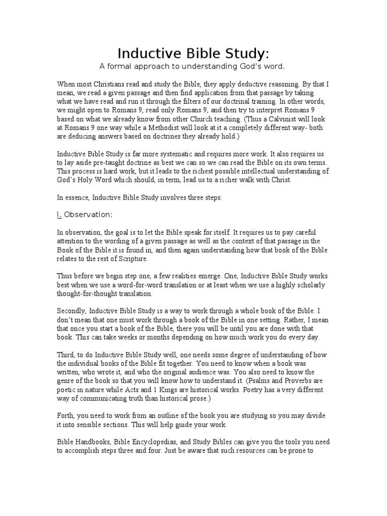 Inductive Bible Study | PDF | Bible Study (Christian) | Epistle To The ...
