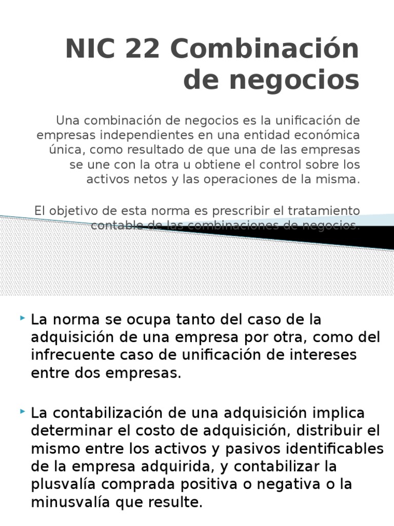 NIC 22: Combinaciones de Negocios | PDF | Negocios económicos | Economias