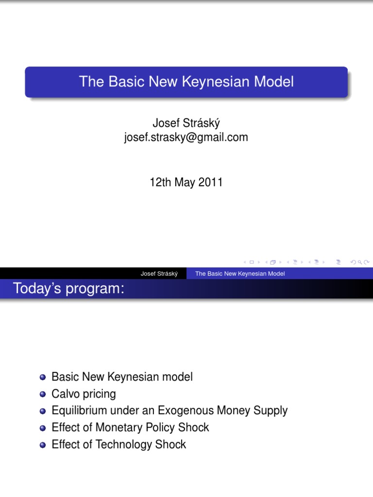 The Basic New Keynesian Model: Josef Stráský | PDF | New Keynesian ...