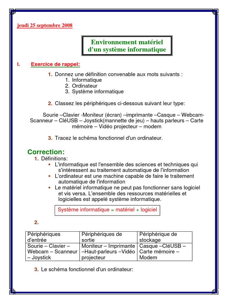 Environnement Matériel | PDF | Matériel informatique | Informatique