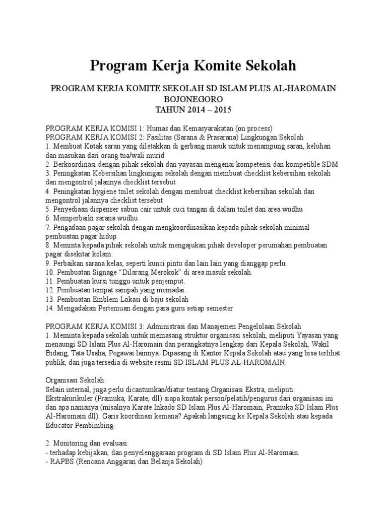 Program Kerja Komite Sekolah | PDF | Karier & Perkembangan | Bisnis