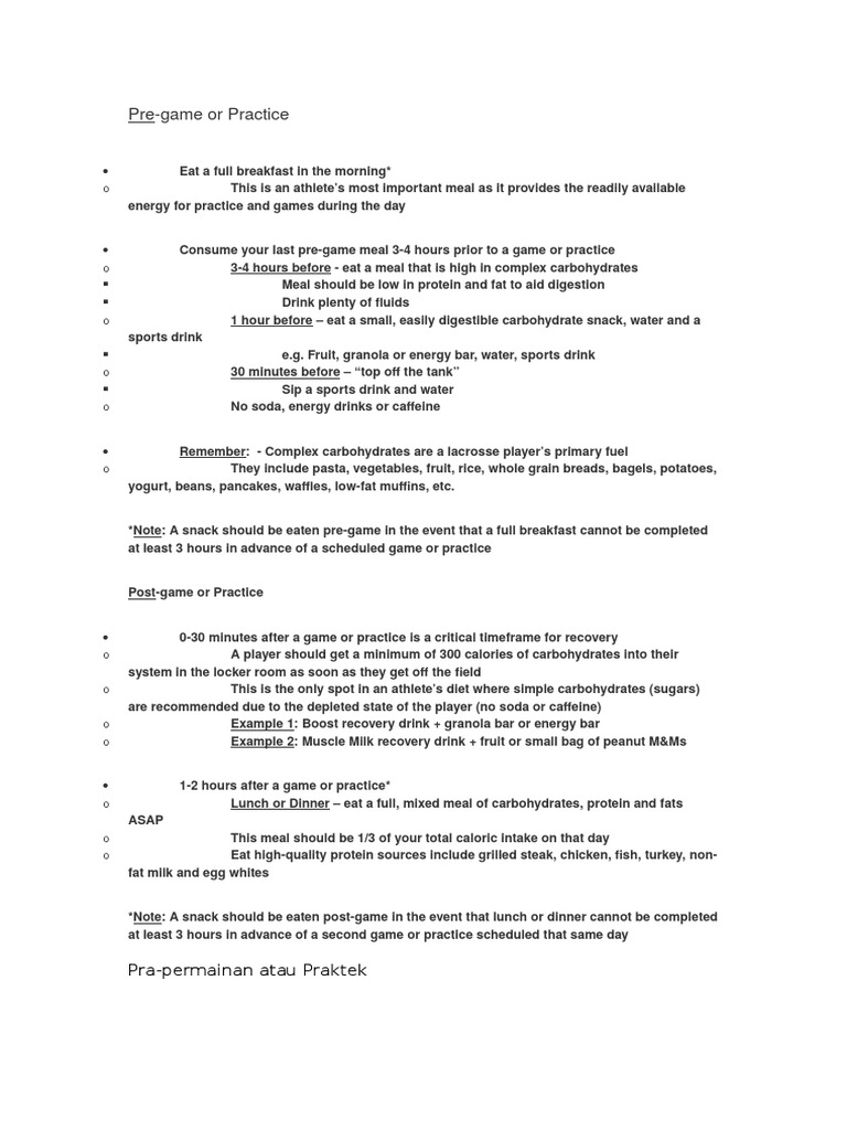 Pre-Game Nutrition for Athletes | PDF | Cooking, Food & Wine