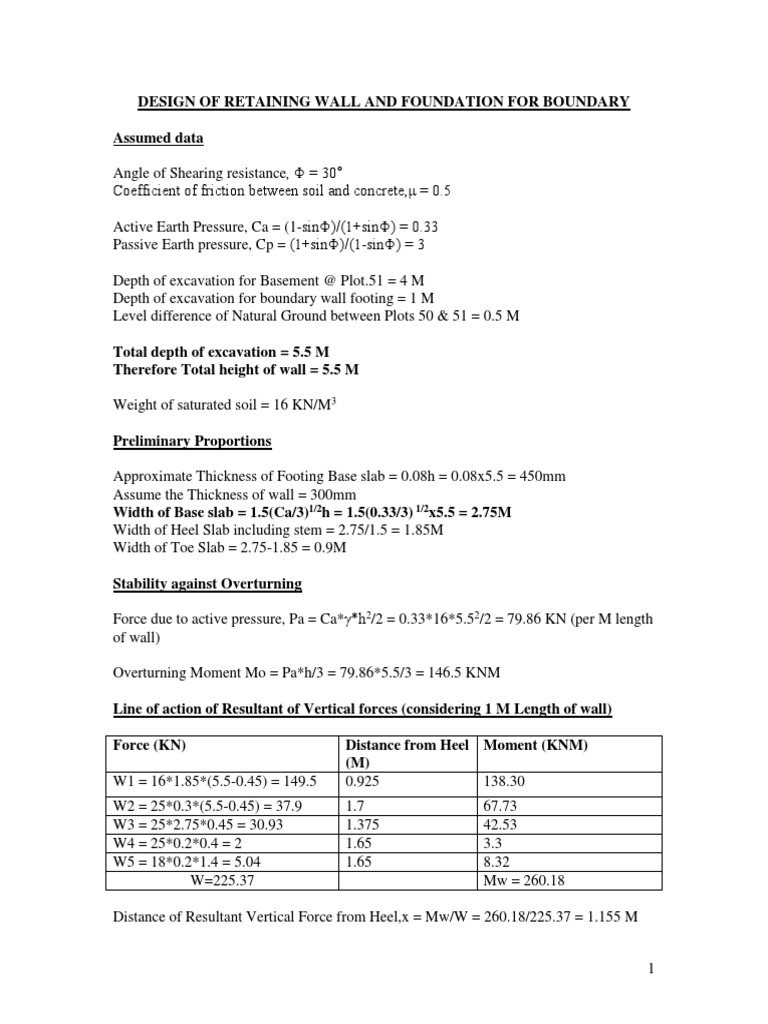 RETAINING WALL DESIGN FOR BOUNDARY | PDF | Structural Engineering | Classical Mechanics