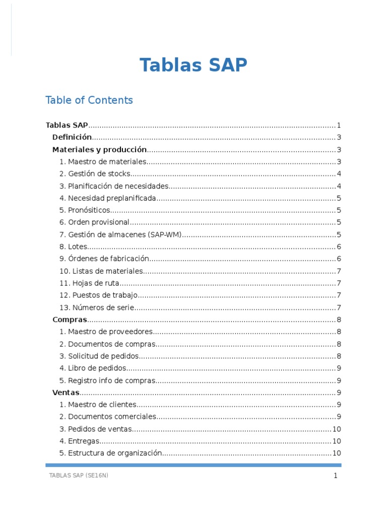 Tablas SAP (Todas) | PDF | Tabla (base de datos) | Contabilidad