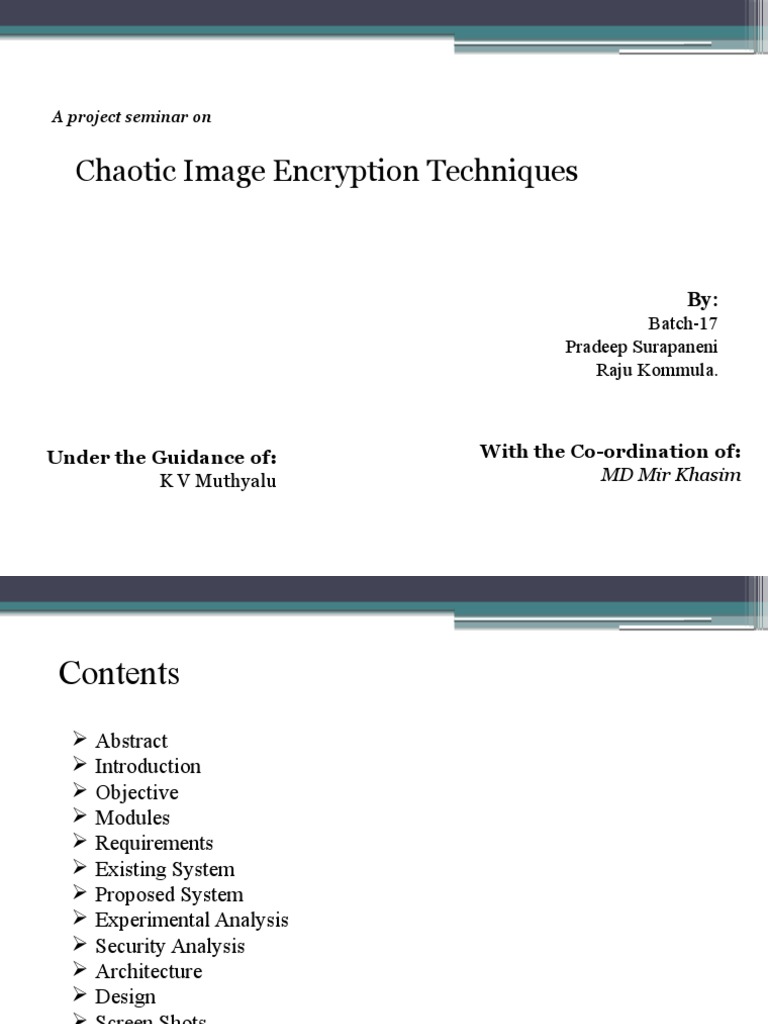 Chaotic Image Encryption Techniques: A Project Seminar On | PDF | Cryptography | Encryption