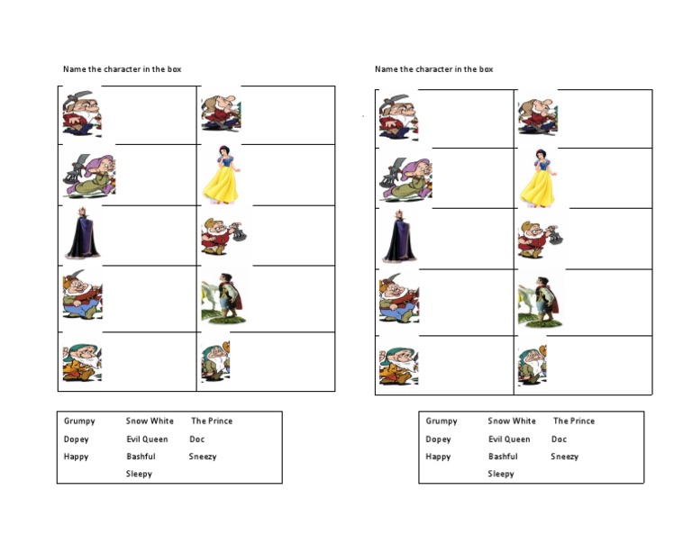 Snow White and Seven Dwarf Worksheet | PDF