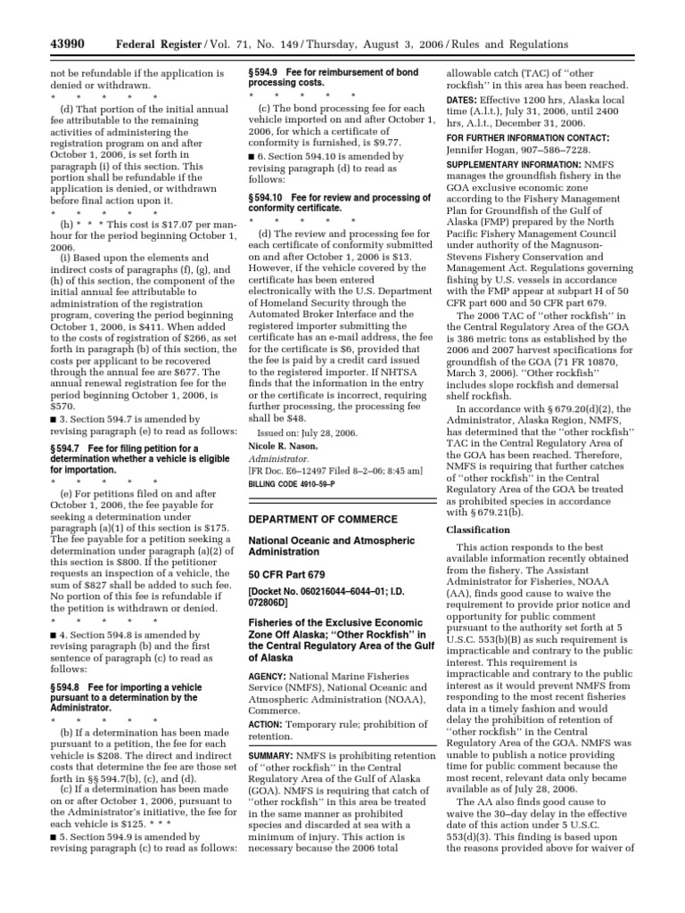 Rule: Fishery Conservation and Management: Alaska Fisheries of ...