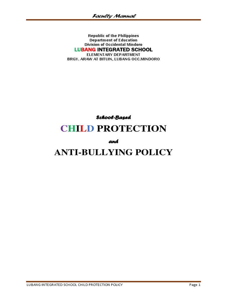 School Based-Child Protection Policy | PDF | Child Protection | Bullying