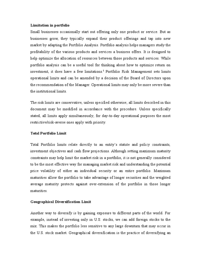 Limitations of Portfolio Management | PDF | Diversification (Finance ...
