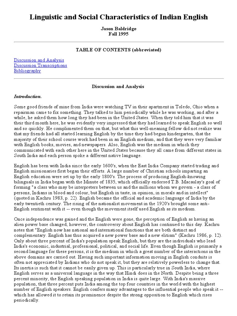 Features of Indian English | PDF | English Language | Stress (Linguistics)