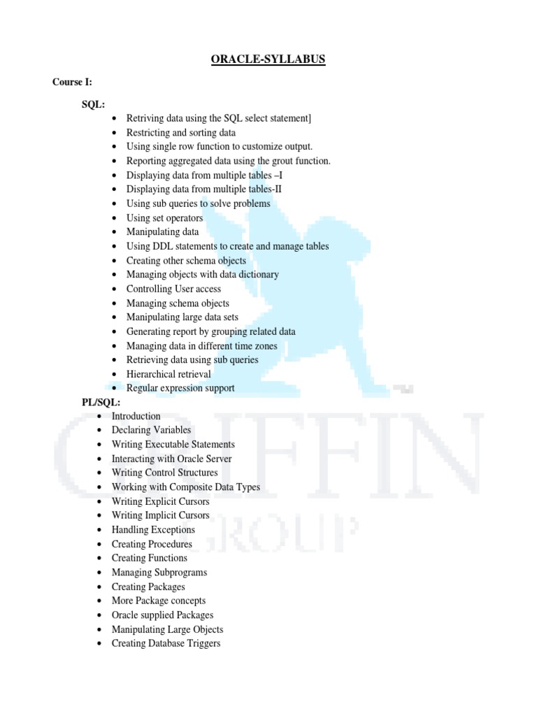 3 Syllabus ORACLE | PDF | Oracle Database | Sql