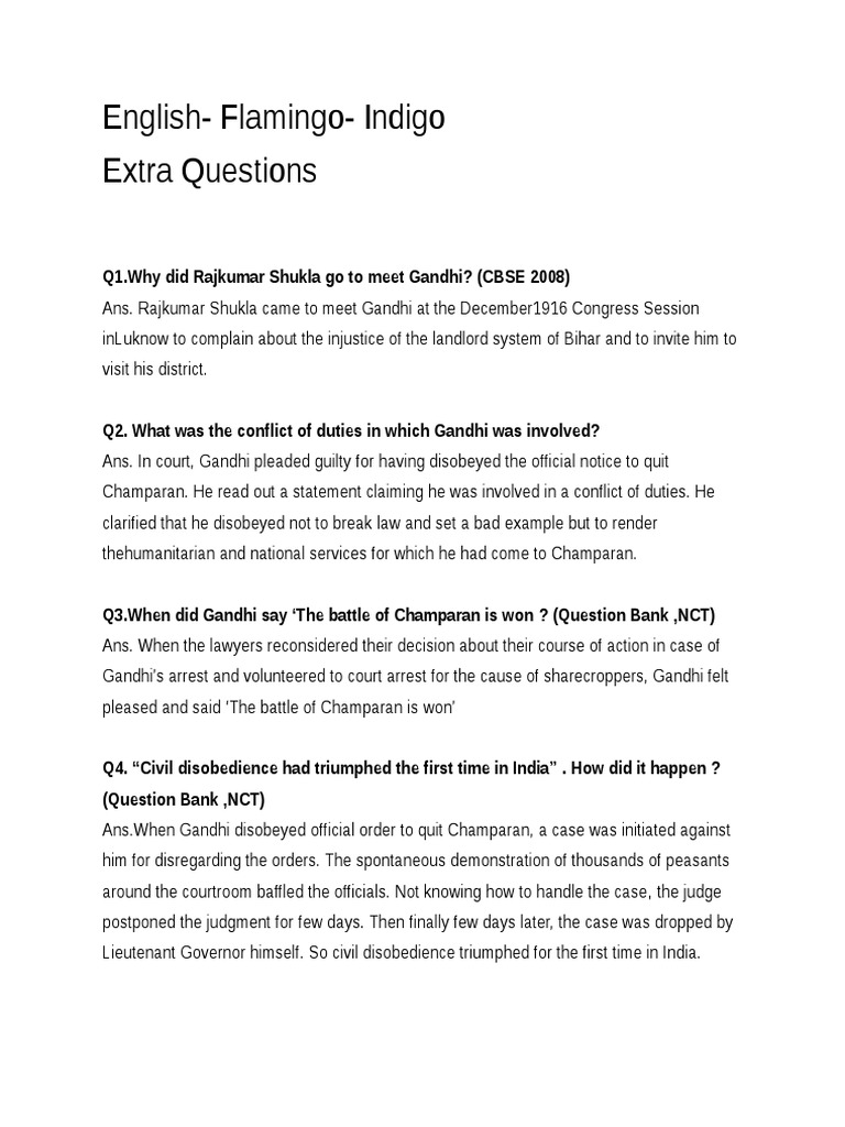 Indigo Flamingo Questions | PDF | Mahatma Gandhi | Government