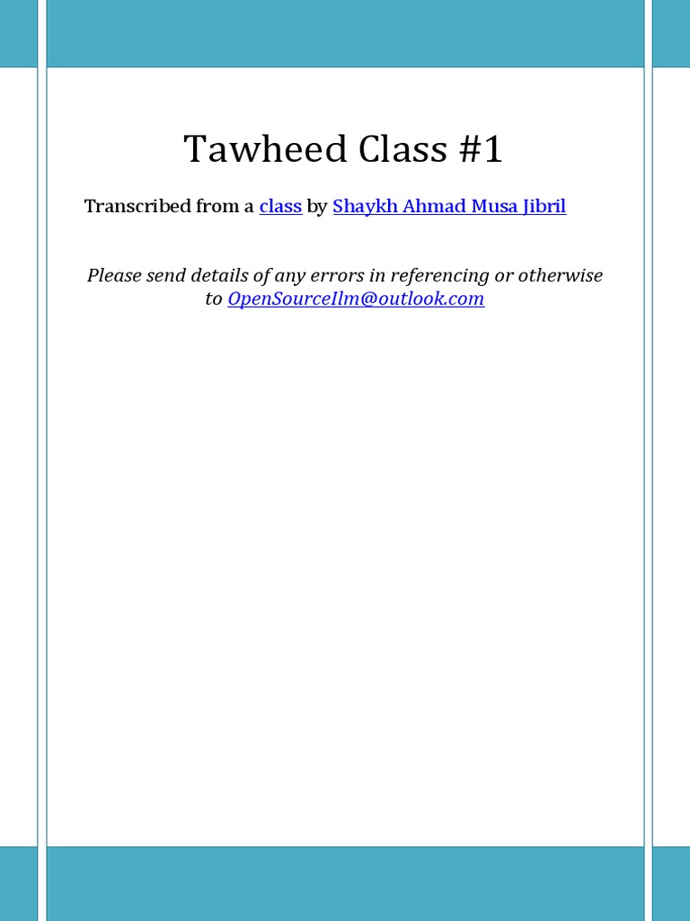 TAWHEED 1 - Explanation of The Three Fundamental Principles - Shaykh ...