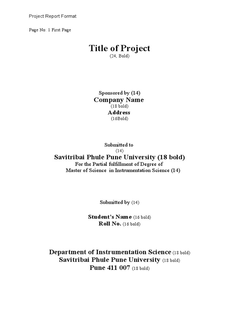 Project Report Format Pune University | PDF | Master Of Science ...