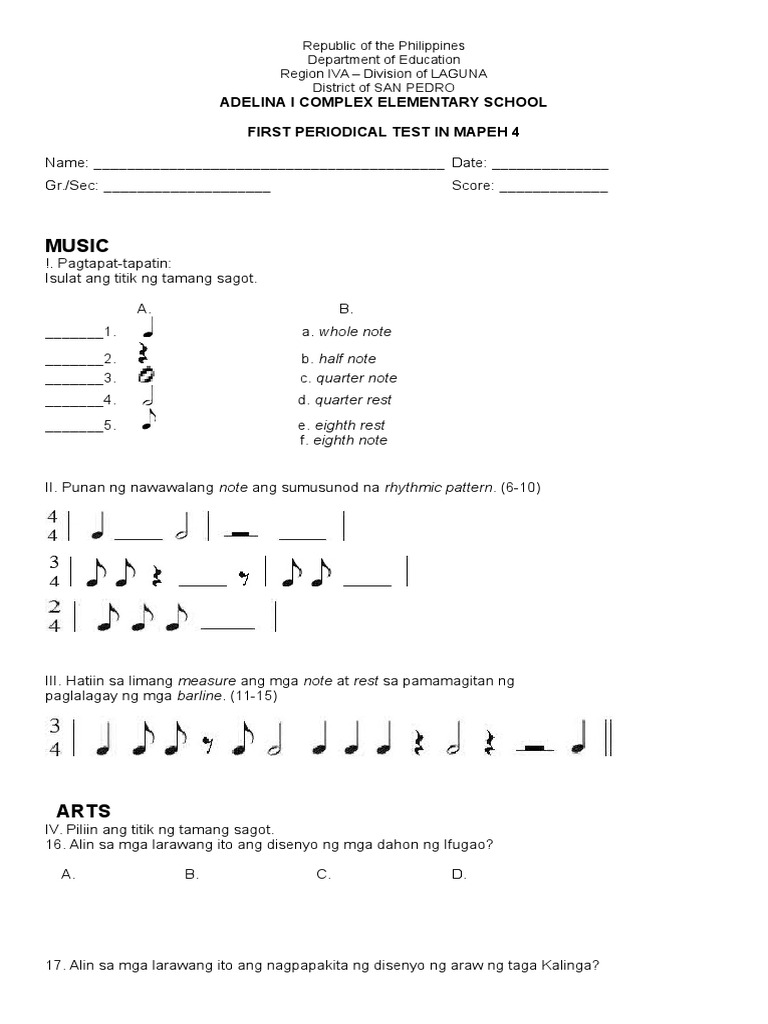 1st Grading Test In Mapeh Grade 4 Pdf - Riset 1st Grading Test In Mapeh Grade 4 Pdf - Riset