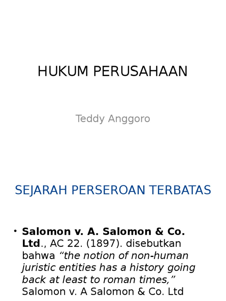 Hukum Perusahaan Teddy Anggoro | PDF | Kepribadian Hukum | Kewajiban ...
