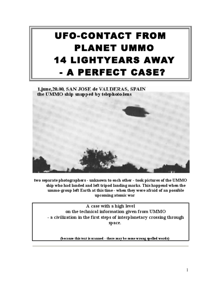 UFO Contact From Planet Ummo | PDF | Unidentified Flying Object | Universe