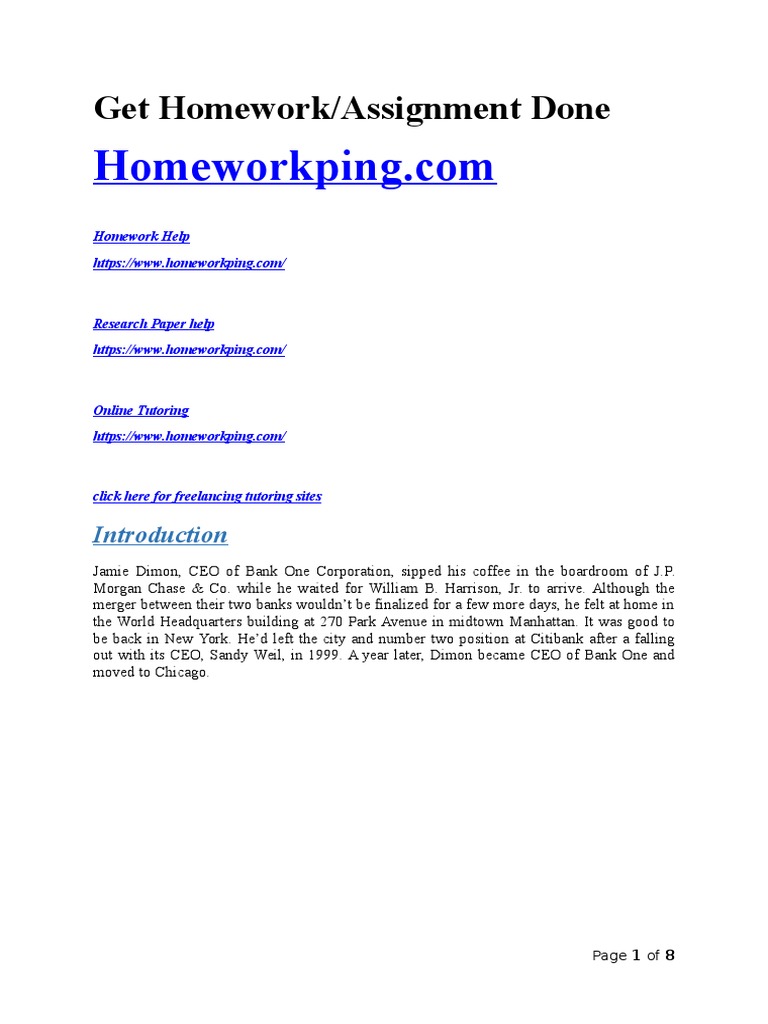 Get Homework/Assignment Done | PDF | Chase Bank | Mutual Funds