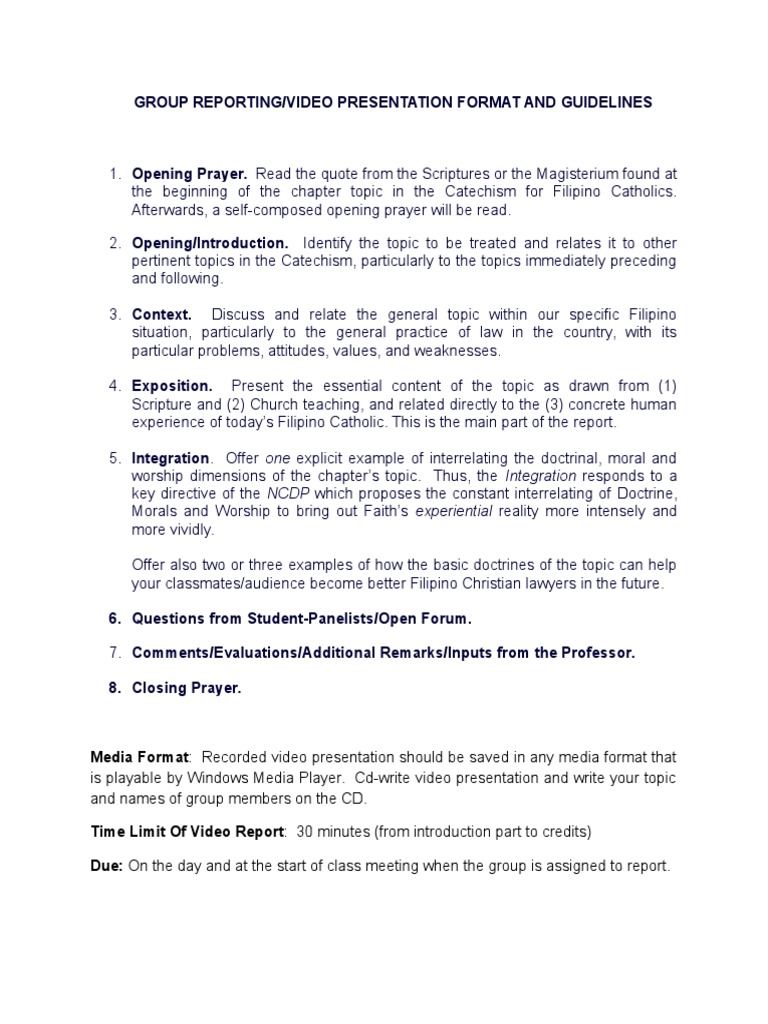 Group Reporting Video Guidelines | PDF | Career & Growth