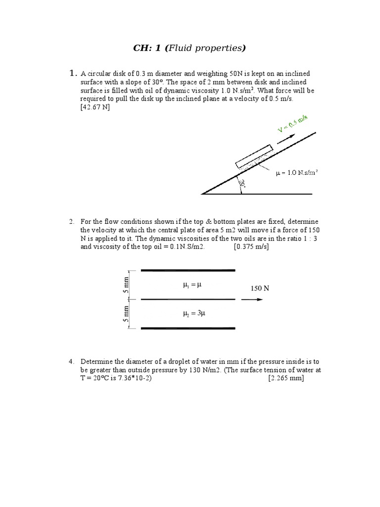 Problems Fluids Pdf Pressure Measurement Pressure