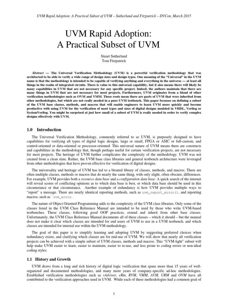 2015 DVCon UVM Rapid Adoption Paper | PDF | Class (Computer Programming) | Method (Computer ...