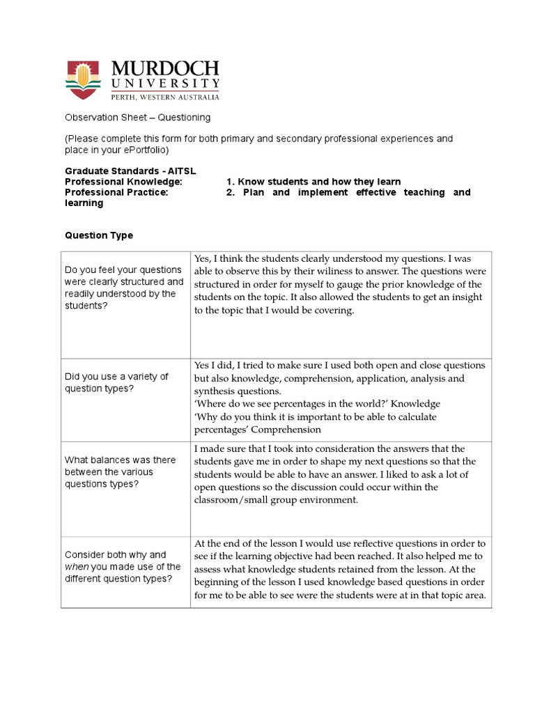 Observation Sheet-Primary | PDF | Reading Comprehension | Teachers