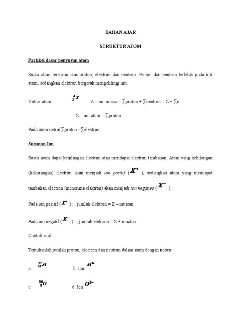 Bahan Ajar Struktur Atom | PDF