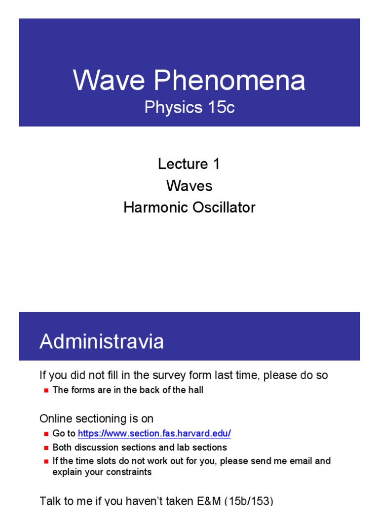 Wave Phenomena: Physics 15c | PDF | Waves | Complex Number