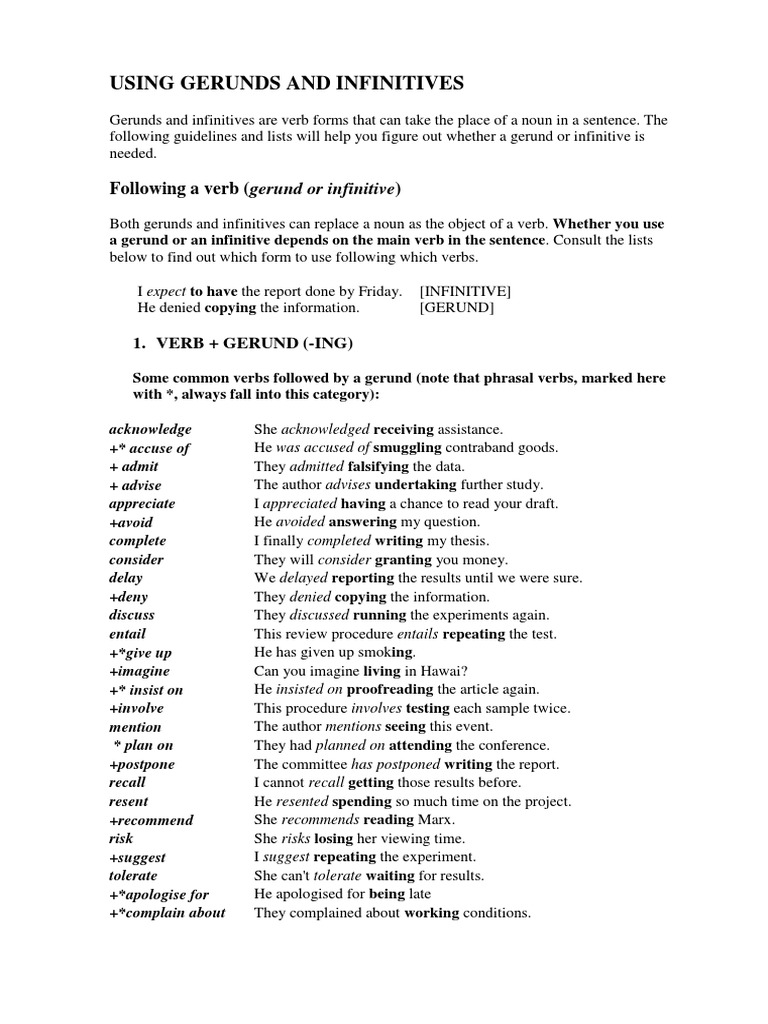 Using Gerunds and Infinitives | PDF | Language Mechanics | Linguistic Typology